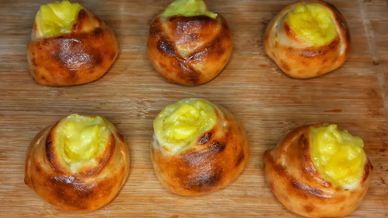 Custard rose rolls||Custard bread rolls||Custard cream filled rose ...