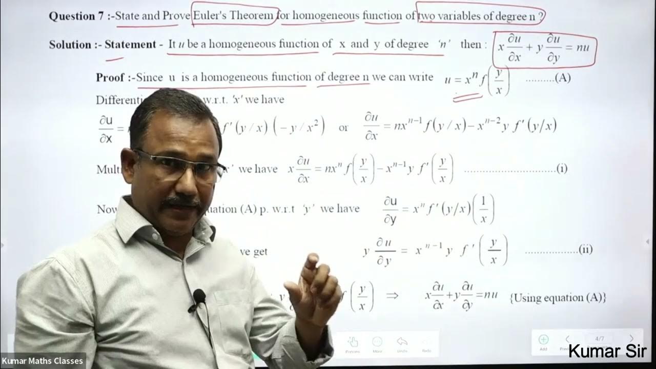 Homogeneous functions & Euler's Theorem -Lecture-03 || useful for B.Sc./ B.A /IIT-JAM || - YouTube
