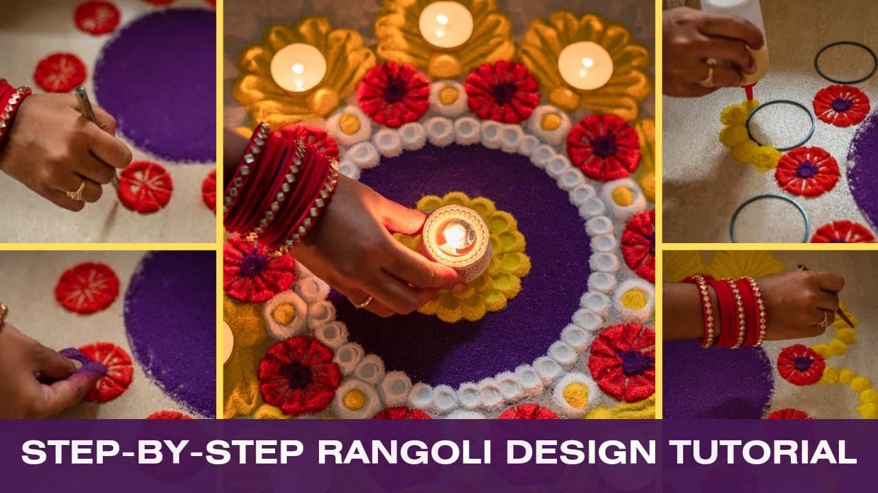 Creative rangoli design art || Step by step rangoli design for ...