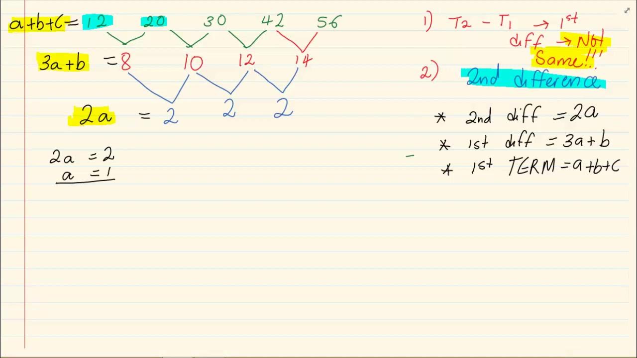 Grade 11: Number Patterns : Getting the formula using the 2nd ...