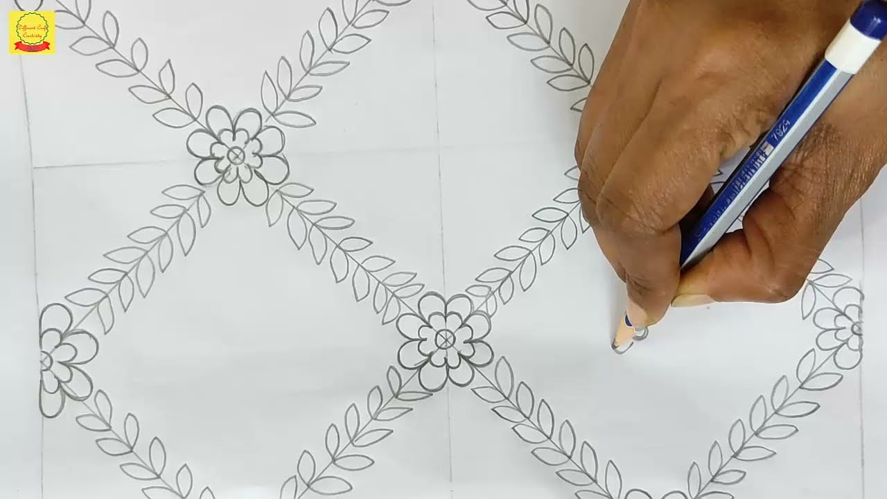 Phulkari design drawing tutorial for hand embroidery,Fulkari design ...