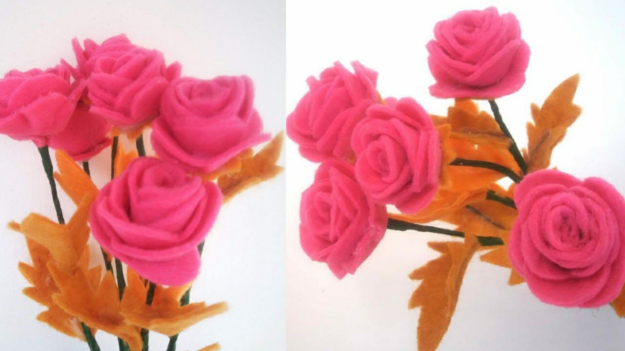 How to make Felt roses I Easy felt flower I Rose bouquet making - YouTube