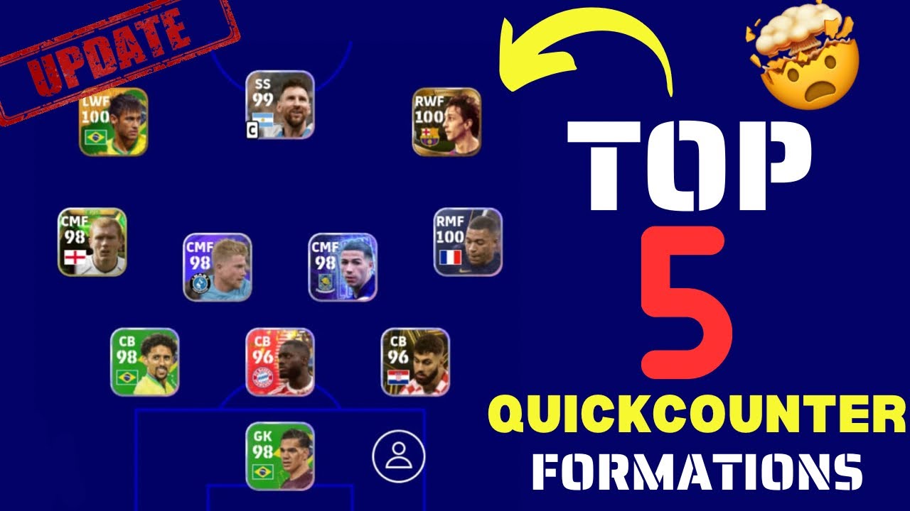 Top 5 QuickCounter Formations to reach Division 1 | quick counter efootball 2023 mobile | - YouTube