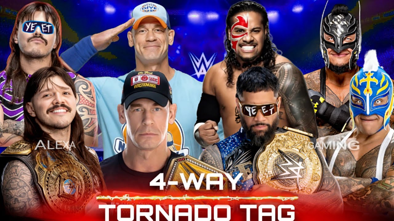 WWE 2K25 - 4-Way Tornado Tag Team Match - Dominik Mysterio VS John Cena ...