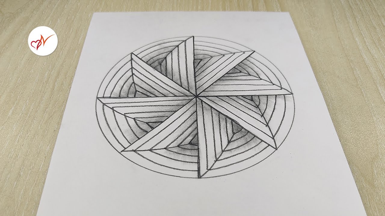 How to draw 3d flower optical illusion easy | Pencil sketch drawing ...