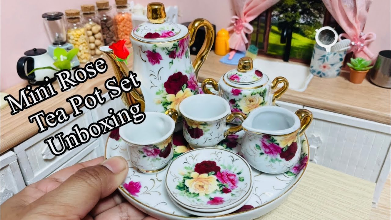 Unboxing Rose 🌹 Mini Tea ☕️ Cup Set #miniature #tea #tinykitchen # ...