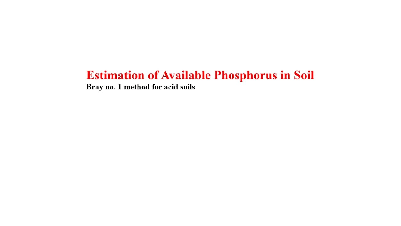 Estimation of Available Phosphorus in Soil(Acidic Soil) - YouTube