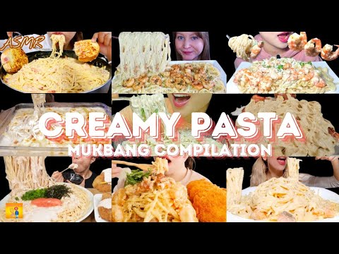 *1 HOUR* CREAMY PASTA MUKBANG *ASMR* COMPILATION |  BIG BITES | EATING SOUNDS