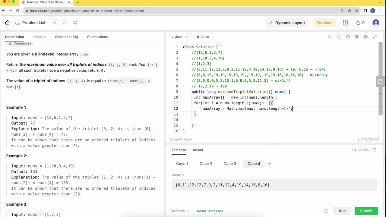 Leetcode 2874 Maximum Value Of An Ordered Triplet Ii Youtube