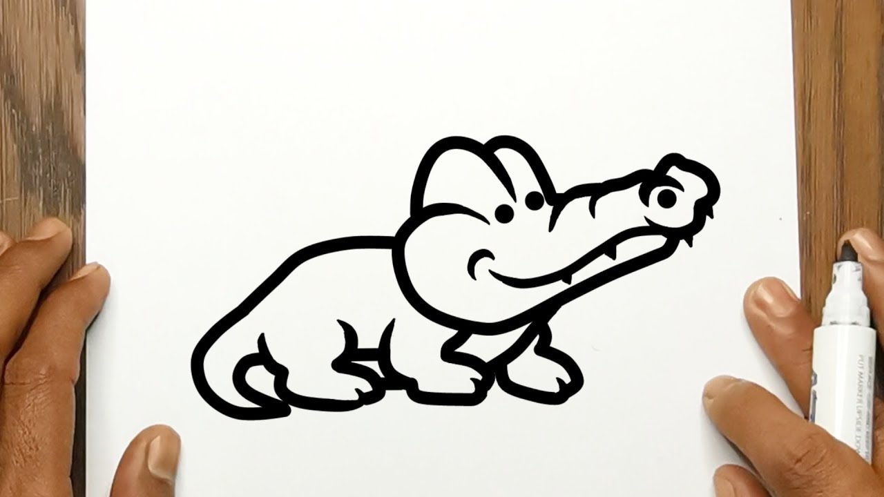 HOW TO DRAW A CROCODILE // CARA MENGGAMBAR BUAYA - YouTube