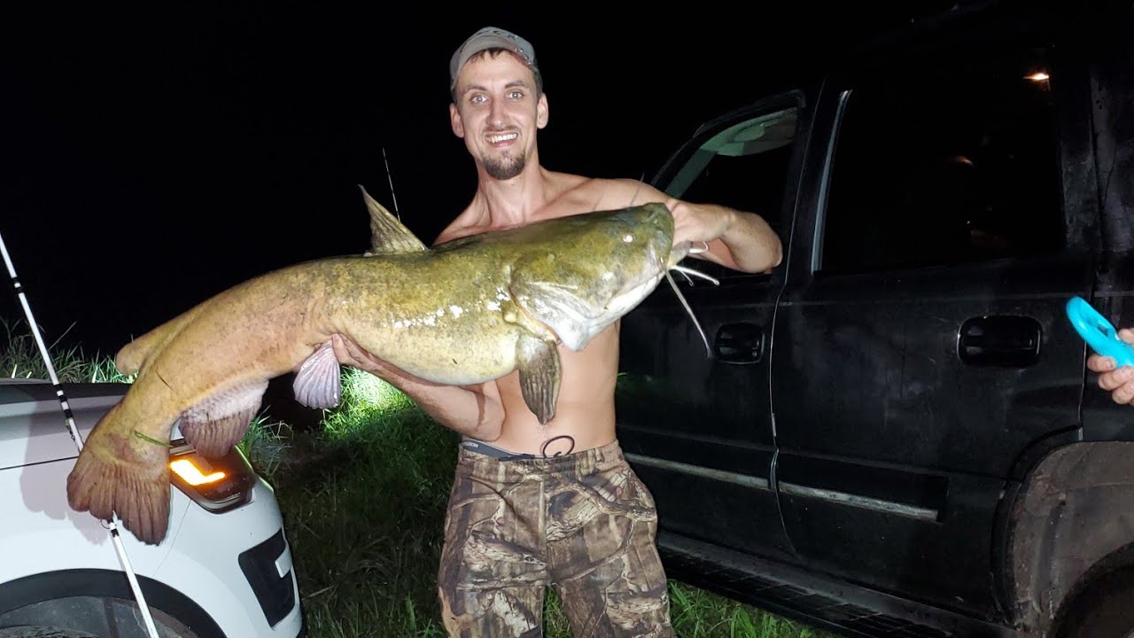 PB Monster 47lb flathead caught in the French Broad River - YouTube