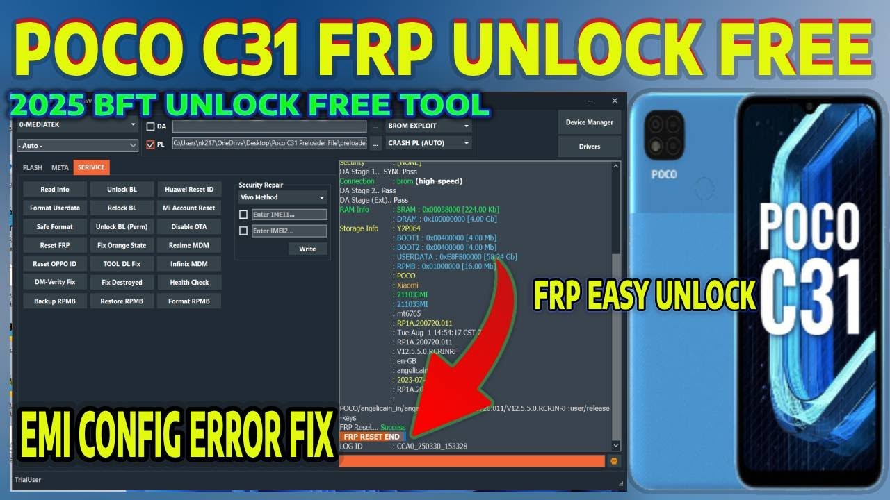 Poco C31 Frp bypass Done Best Flash Tool | Poco C31(211033MI) Google ...