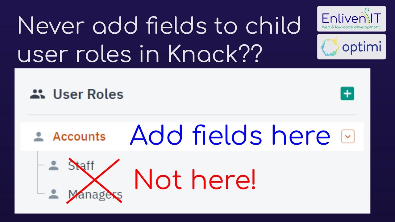 Why I never add fields to child user roles in Knack - YouTube