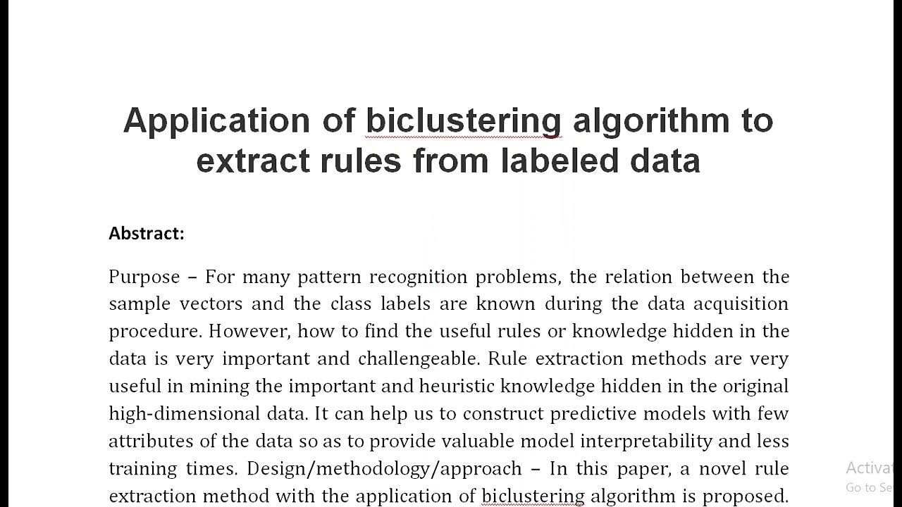 Application of biclustering algorithm to extract rules from labeled data - YouTube