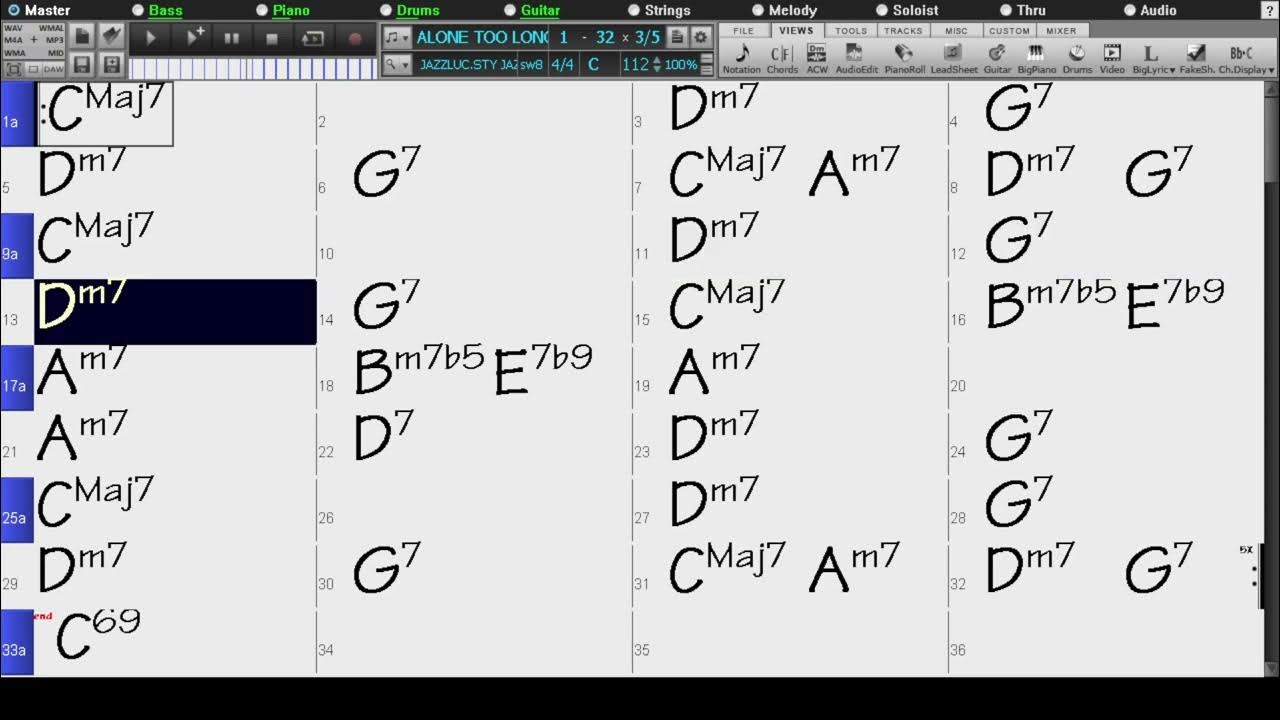 BACKING TRACK - ALONE TOO LONG (Arthur Schwartz, Dorothy Fields) (C) 112 BPM SWING - YouTube