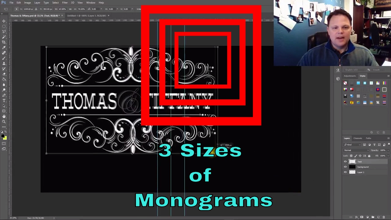 Photoshop Tips - Monograms - How To Make 3 Sizes for Projection - YouTube