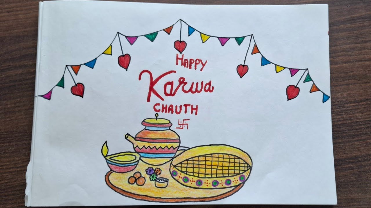 How to draw karwa chauth special drawing || karwa chauth drawing step ...
