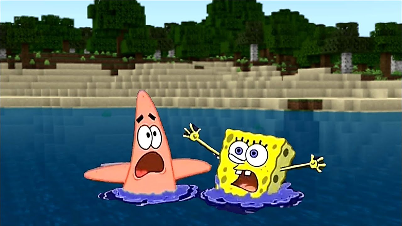 Spongebob and Patrick drown in Minecraft? - YouTube