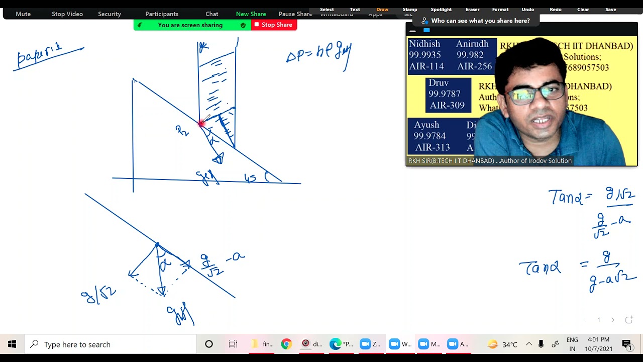 IIT JEE ADVANCE-2021 PAPER-1 FLUID MECHANICS QUESTION DISCUSS BY RKH ...