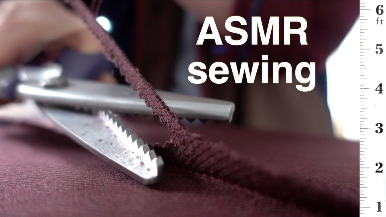 ASMR sewing coat: fabrics cutting, hand stitching, pinning and check ...