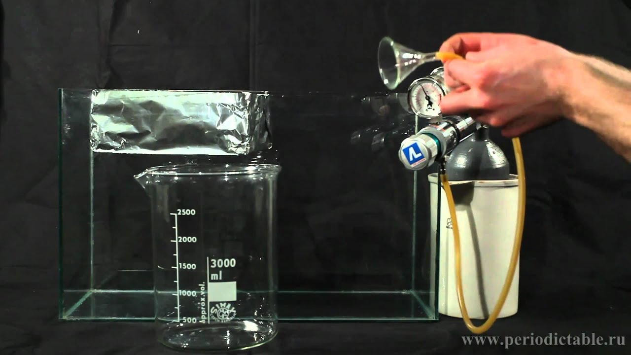 Box made of aluminum foil floating on the Sulfur Hexafluoride gas - YouTube