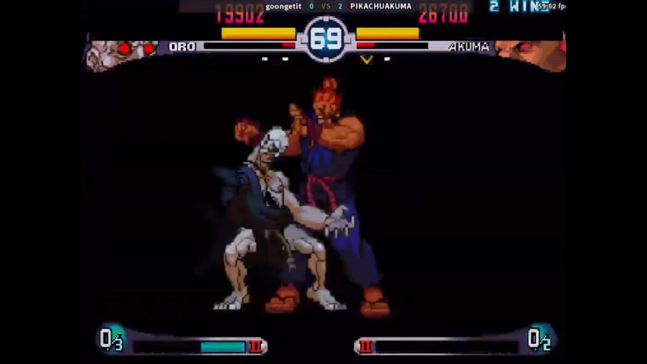 STREET FIGHTER III 2ND IMPACT: goongetit ( ORO ) VS PIKACHUAKUMA ...