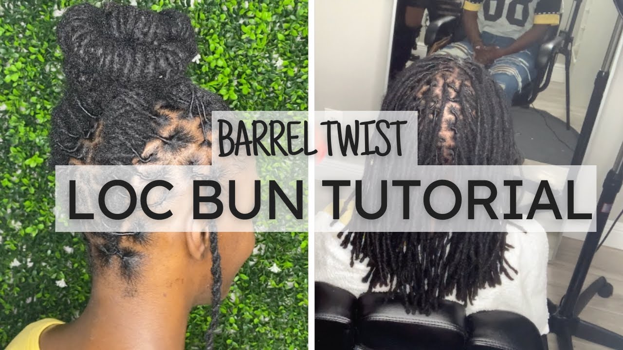 How to: Style Barrel Twist Up-do on Shoulder Length Locs - YouTube