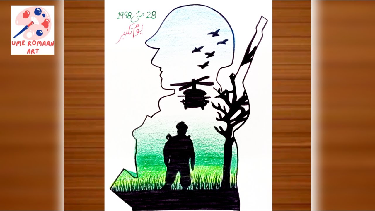 Youm e Takbeer drawing || 28 May || step by step drawing tutorial for ...