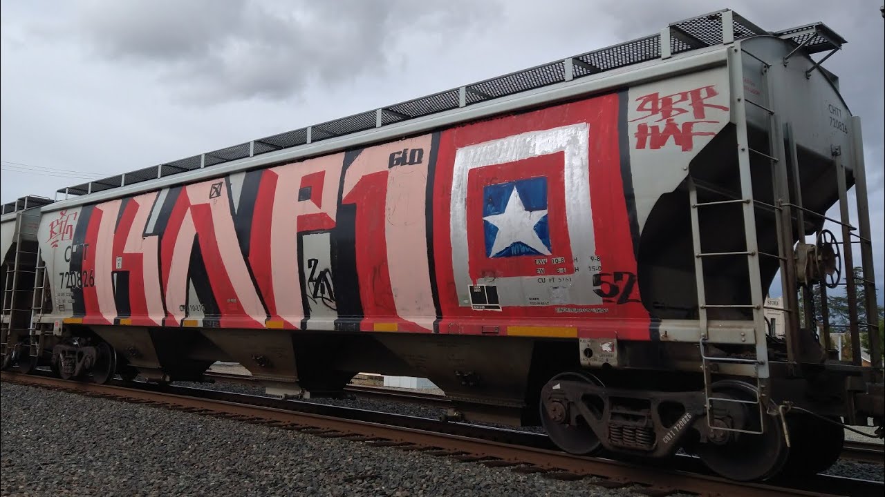 UP 5550 UP 5959 LEAD A SOUTHBOUND GRAIN TRAIN WITH UP 7071 AS THE DPU ...