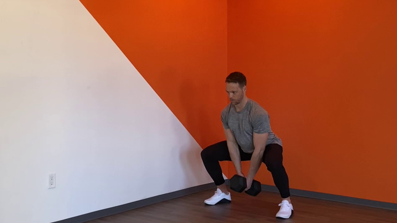 Dumbbell Sumo Two-Handed Hang Squat - YouTube