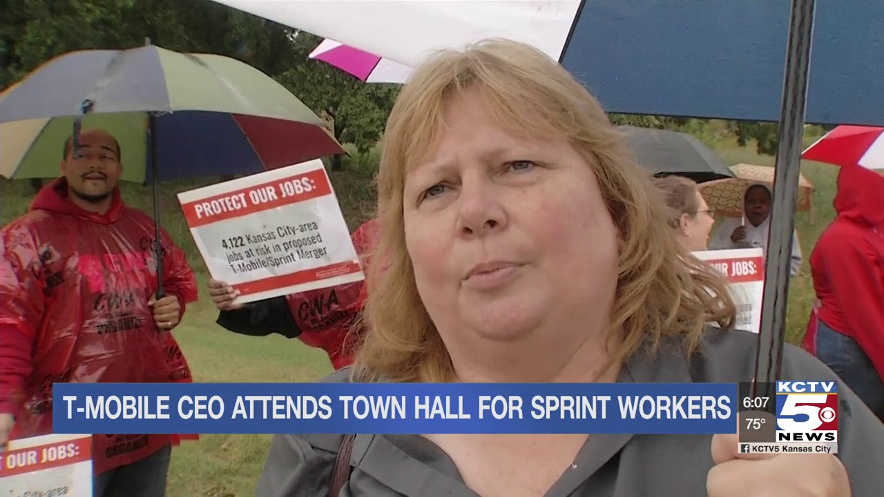 T-Mobile CEO attends town hall for Sprint employees - YouTube