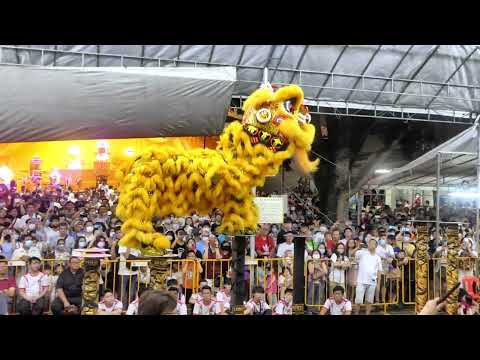 CCK Teck Whye Tou Mu Gong Temple. Awesome Thrice Lion Dance High Poles ...