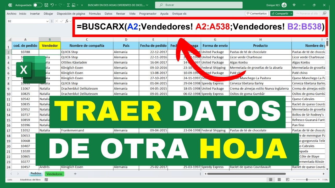 🔎BUSCAR en DOS hojas diferentes de EXCEL😎(FUNCIÓN BUSCARX) - YouTube