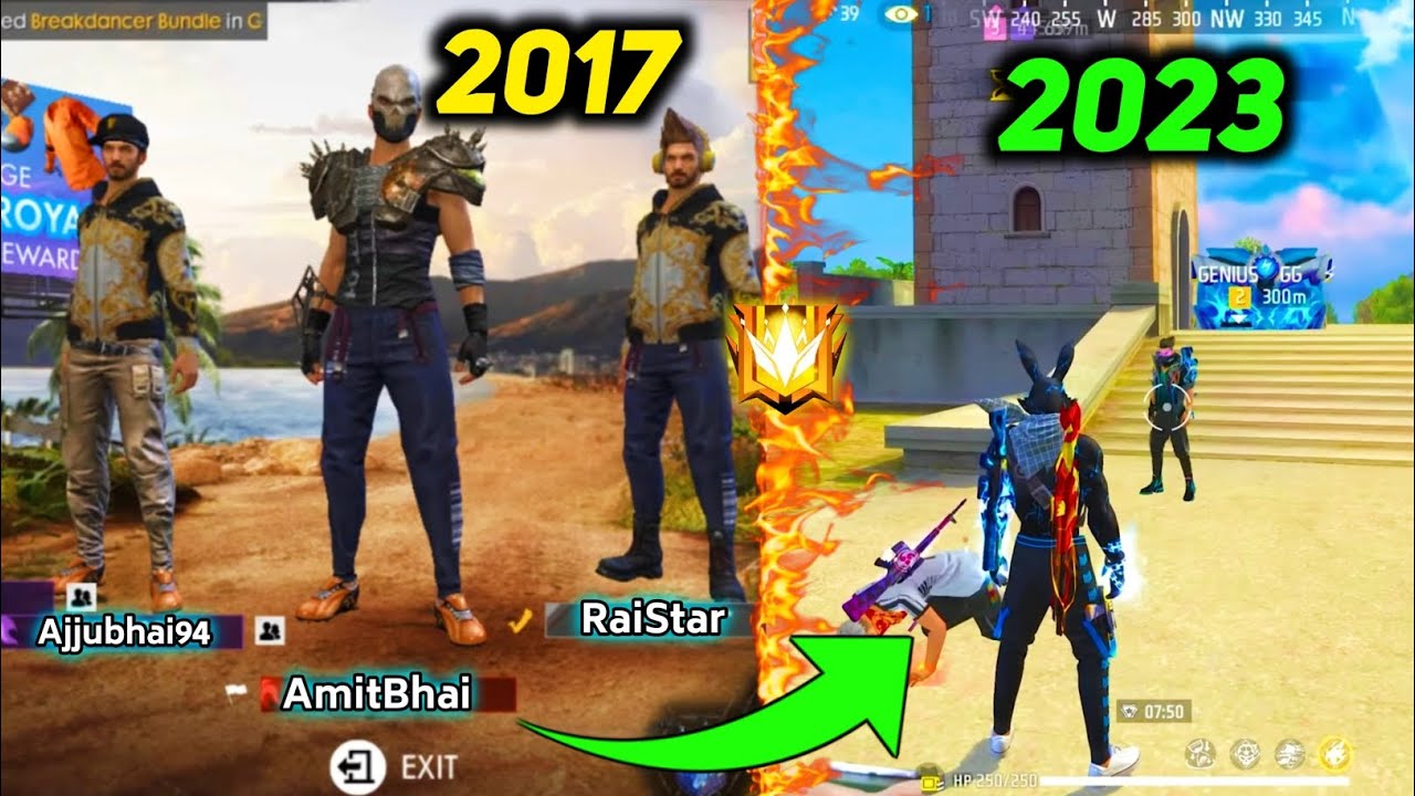 Desi Gamers 2017&2023 GamePlay Changing|Free Fire|AmitBhai Old Gameplay ...