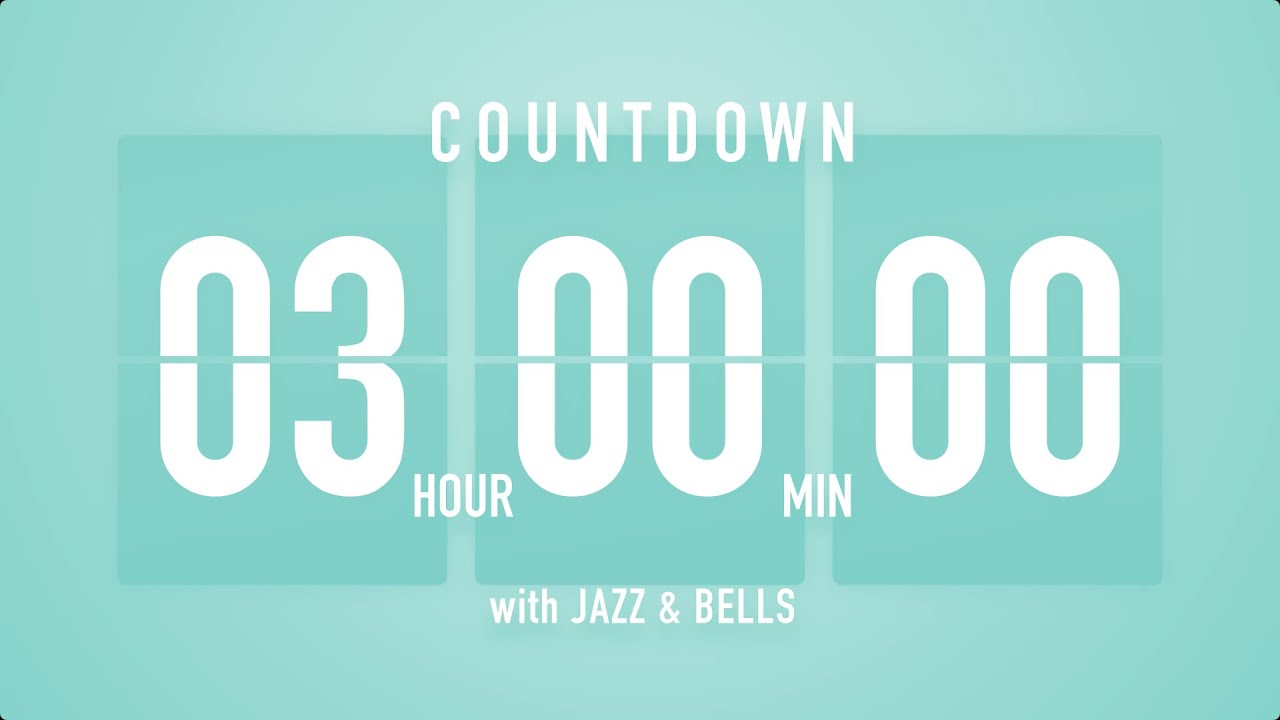 3 Hour Countdown Timer 🎶 Flip Clock with Jazz & Bells 🍵🔔