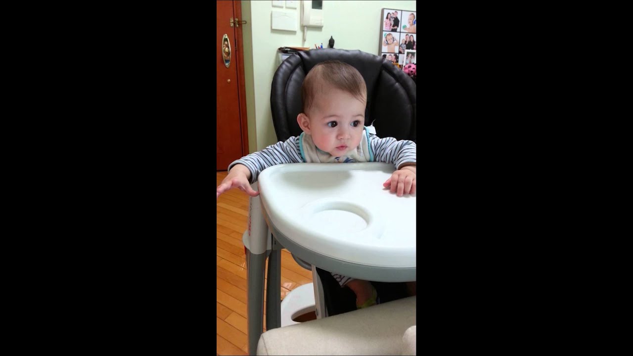 Liam stuck in the high chair - YouTube