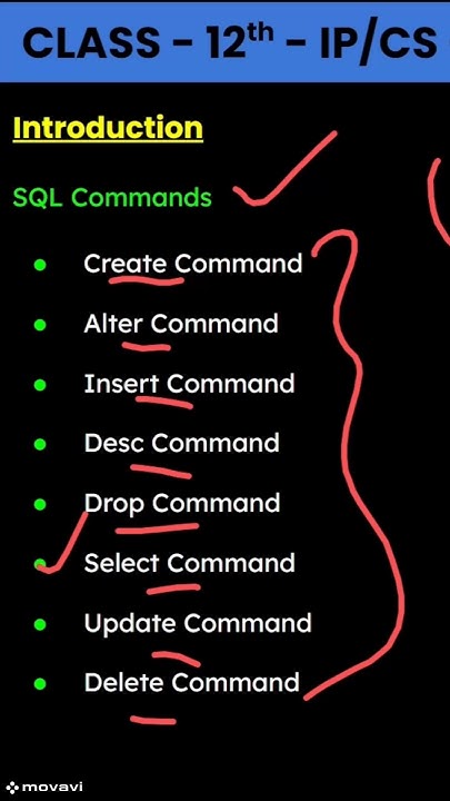 SQL Commands Overview|Watch full video| Class11 |Class12|IP |CS #ytshorts #cbse #sql #shortvideo ...