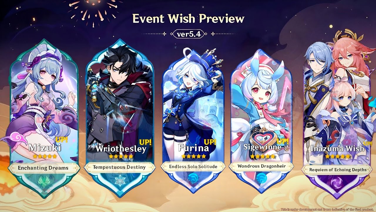 NO XIANYUN RERUN IN 5.4? SIGEWINNE, WRIOTHESLEY AND FURINA RERUN ...