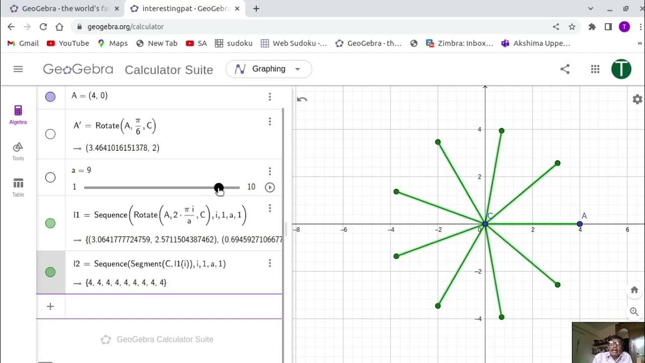 Geogebra Lecture 9 - Rotate & sequence commands to create beautiful multi color patterns in ...
