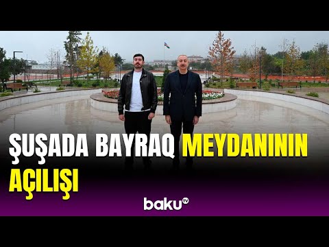 İlham Əliyev Şuşada açılışda | Amfiteatrla əhatələnmiş Bayraq Meydanından görüntülər