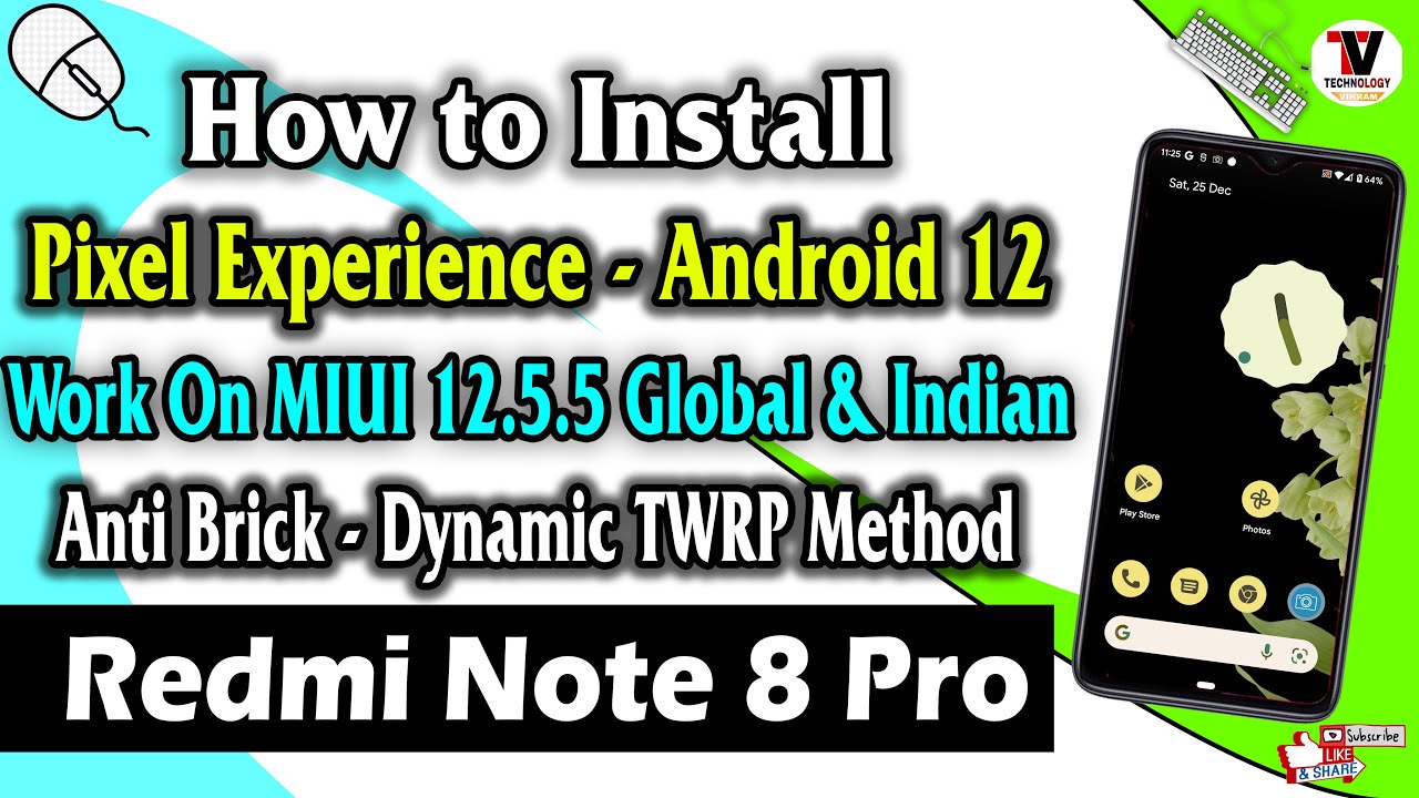 How to Install Pixel Experience OFFICIAL Android 12 on Redmi Note 8 Pro ...