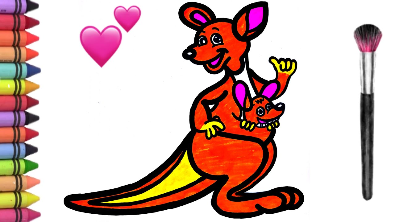 How to draw Kangaroo step by step for kids | Kangaroo drawing and ...