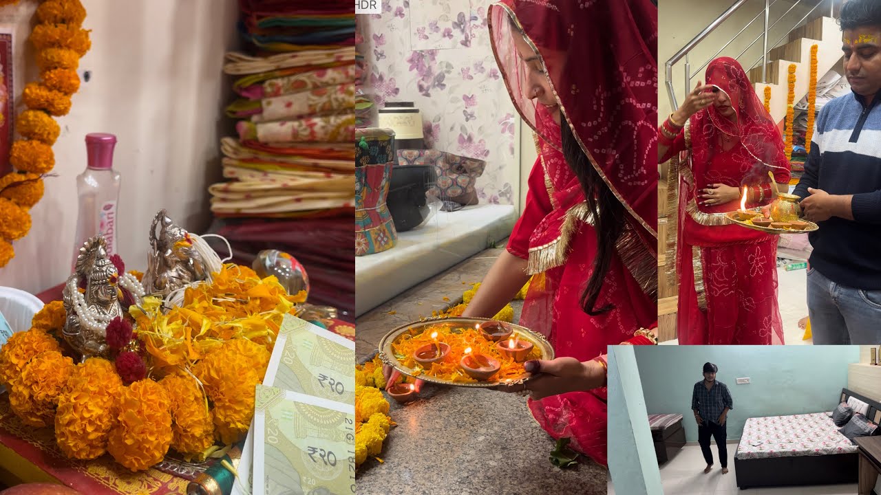 Diwali ki tyariya// Shop pr kri diwali ki puja 🥰Usha Rathore vlog 🏻 ...