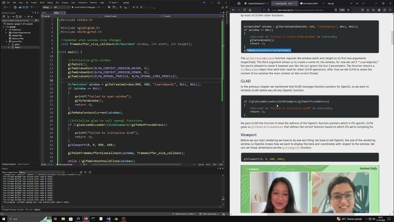 OpenGL Öğreniyorum Part 1: Getting Started(1-5/10) - YouTube
