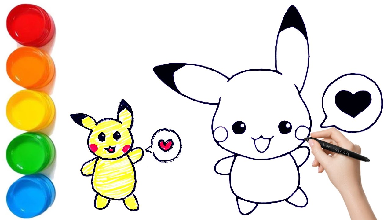 How to draw Pikachu| Cartoon drawing & colouring| kids drawing| easy ...