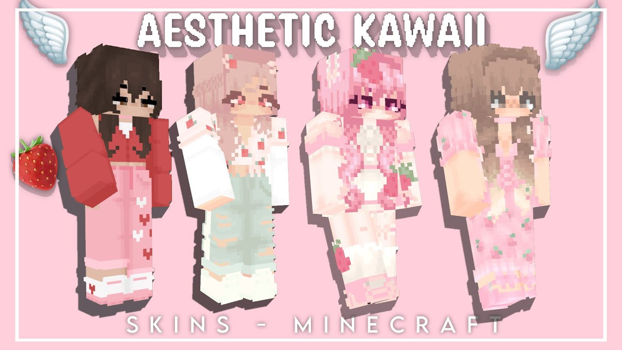 🍓 ೃ ∗aesthetic Kawaii skins minecraft ೃ 🍓[ links in the description ...