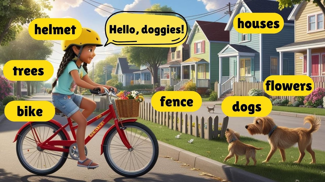 Emma's Bike Ride! 🚴‍♀️😊Learn Basic English Vocabulary - YouTube