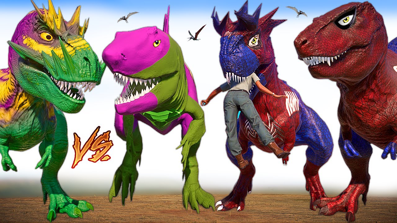 Spider Man Alien Giganotosaurus Vs Spinosaurus V Rex T Rex Dinosaurs