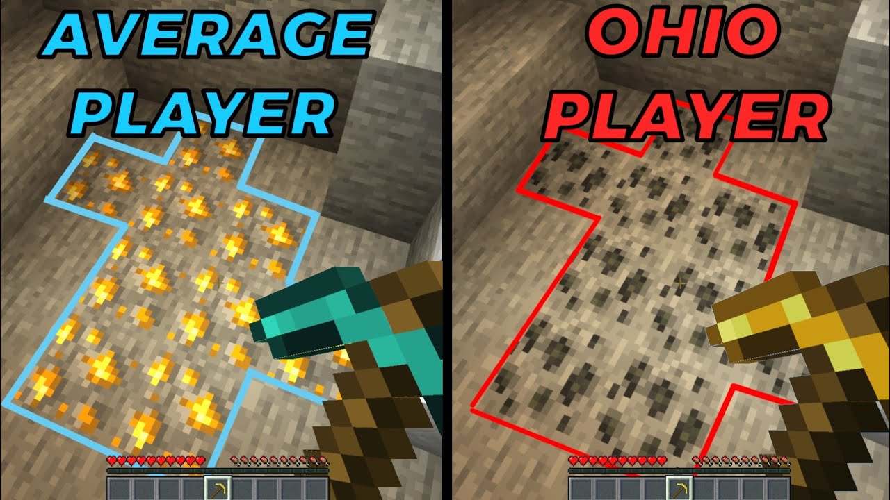 how average player and ohio player play minecraft - YouTube