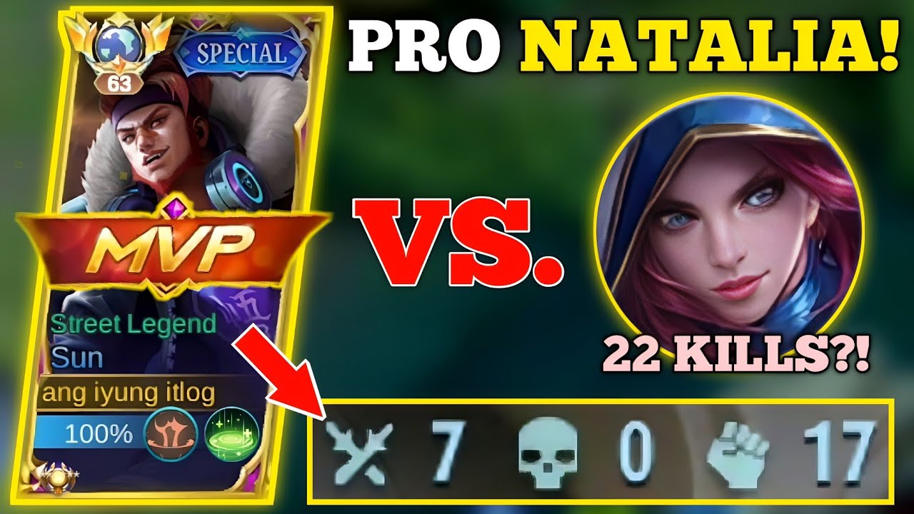 TANK SUN VS. HYPER NATALIA, 22 Kills?🥚| SUN BUILD & EMBLEM -MLBB # ...
